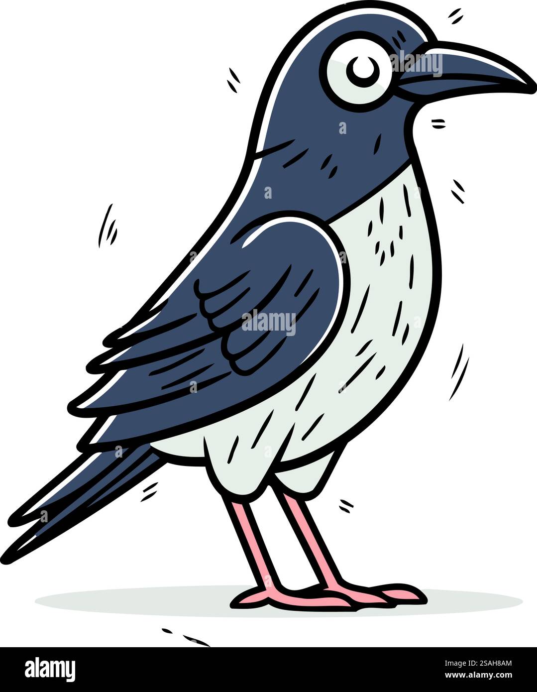 Crow doodle vector illustration. Hand drawn cartoon character Stock ...