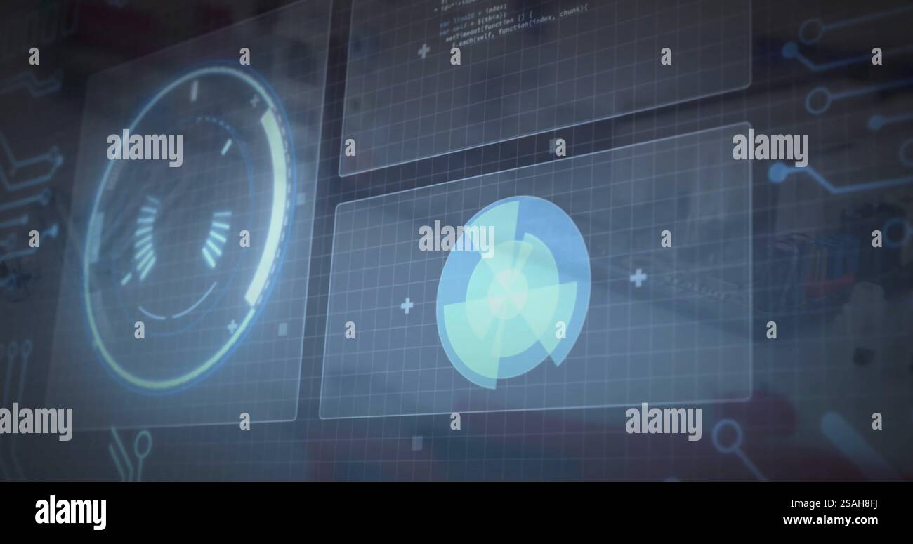 Image of digital data processing over screen on black background Stock ...