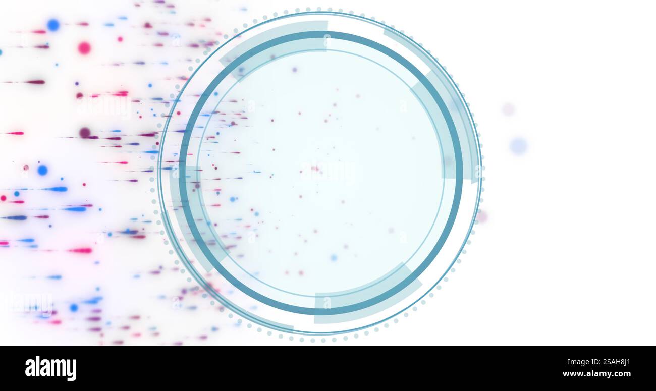 Image of circular scanner over moving coloured particles Stock Photo ...