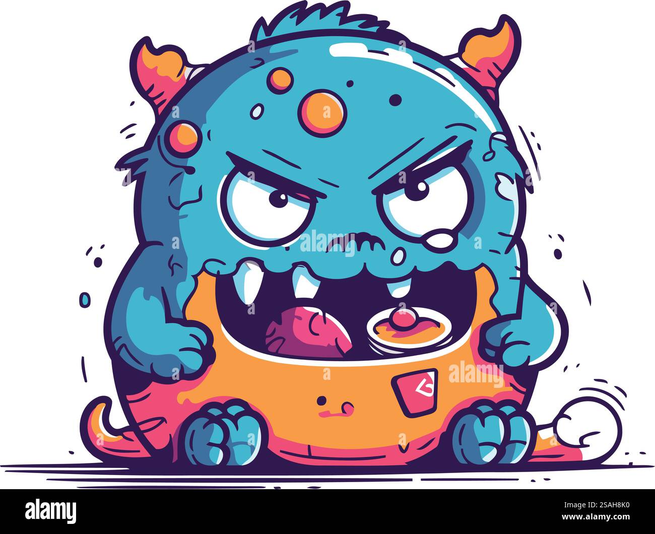 Angry cartoon monster. Vector illustration. Isolated on white ...