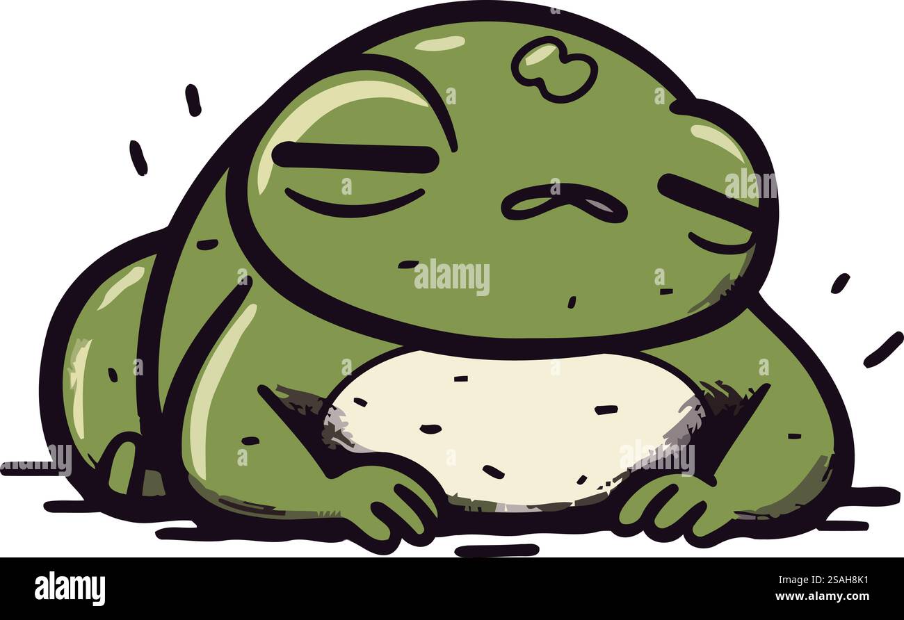 Frog sleeping. Vector illustration of a cartoon frog on a white ...