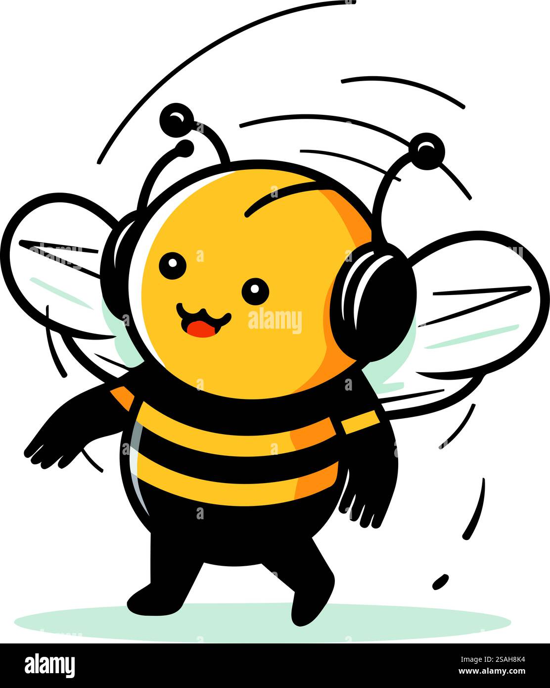 Bee cartoon vector illustration. Cute cartoon bee character with ...