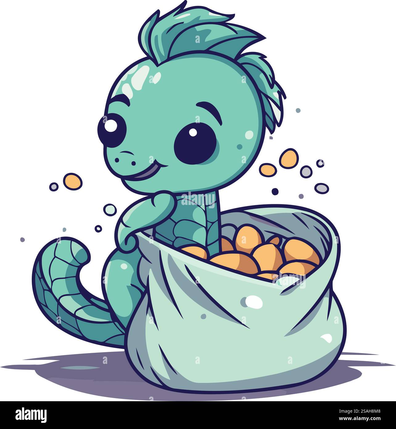 Vector illustration of a cute cartoon snake in a bag of food Stock ...