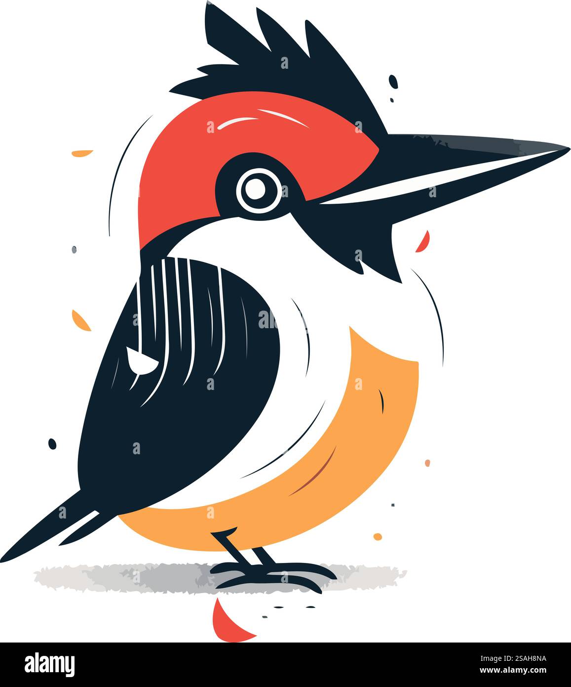 Hand drawn vector illustration or drawing of a cute cartoon woodpecker ...