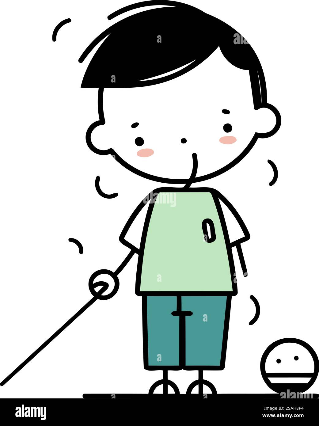 Illustration of a Stickman Boy Playing Golf. Vector Illustration Stock ...