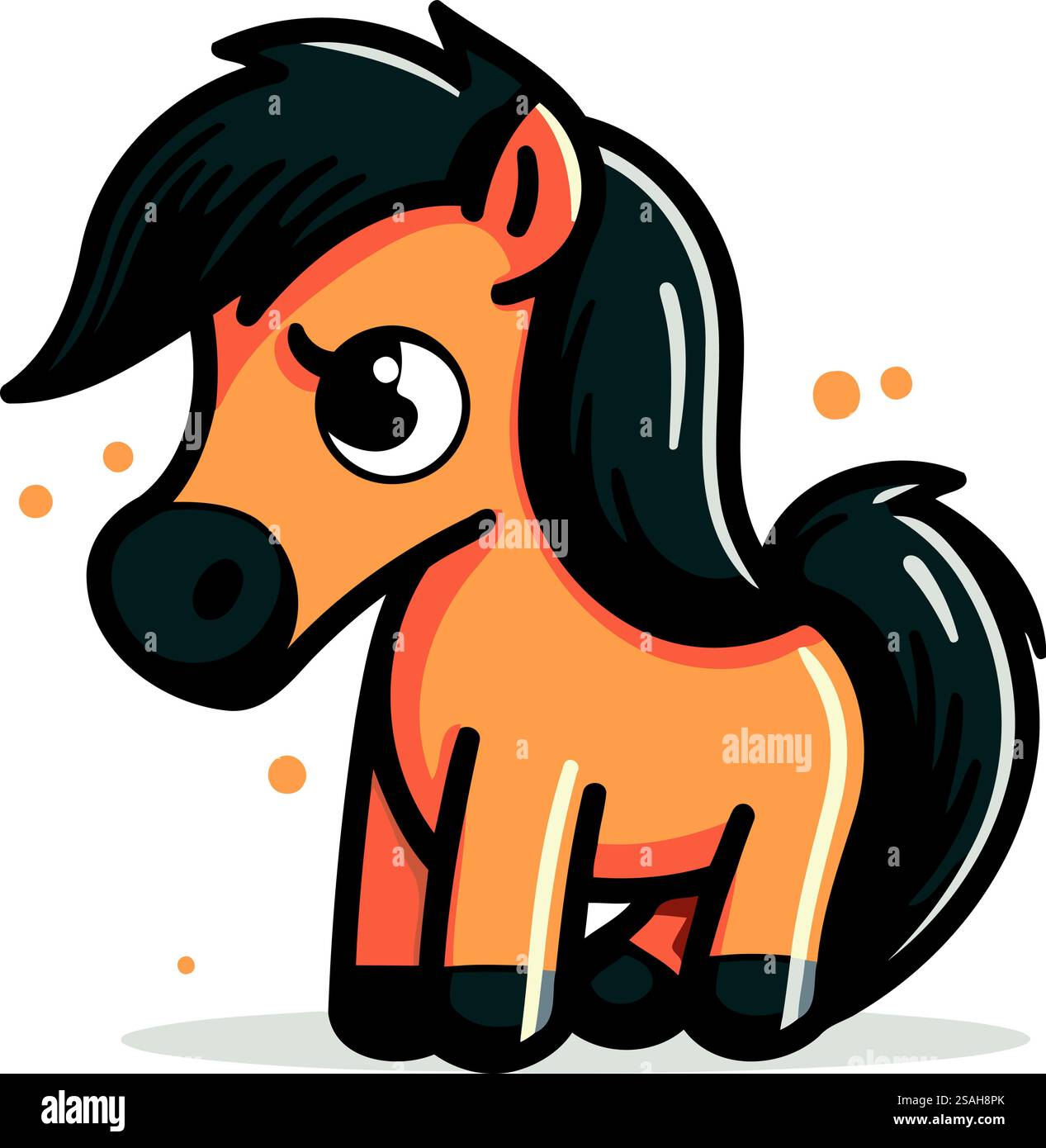 Cute cartoon pony. Vector illustration isolated on a white background ...