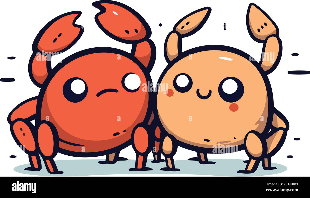 Cute cartoon crab character. Vector illustration of a funny crab Stock ...