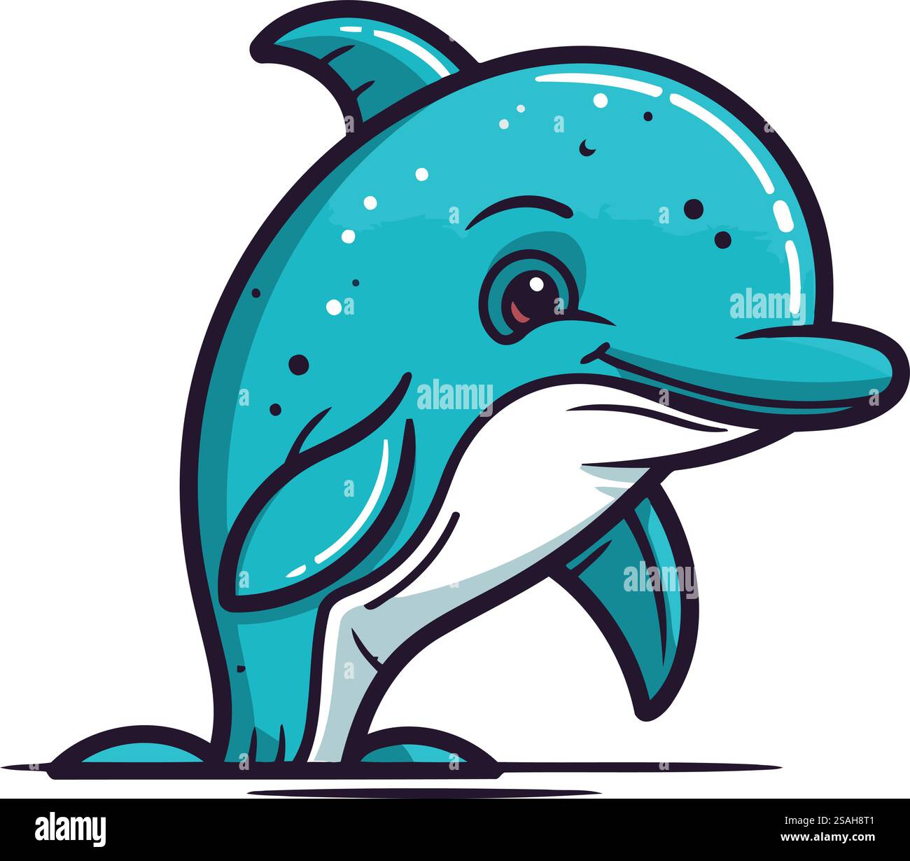 Cute cartoon dolphin mascot. Vector illustration of a cute dolphin ...