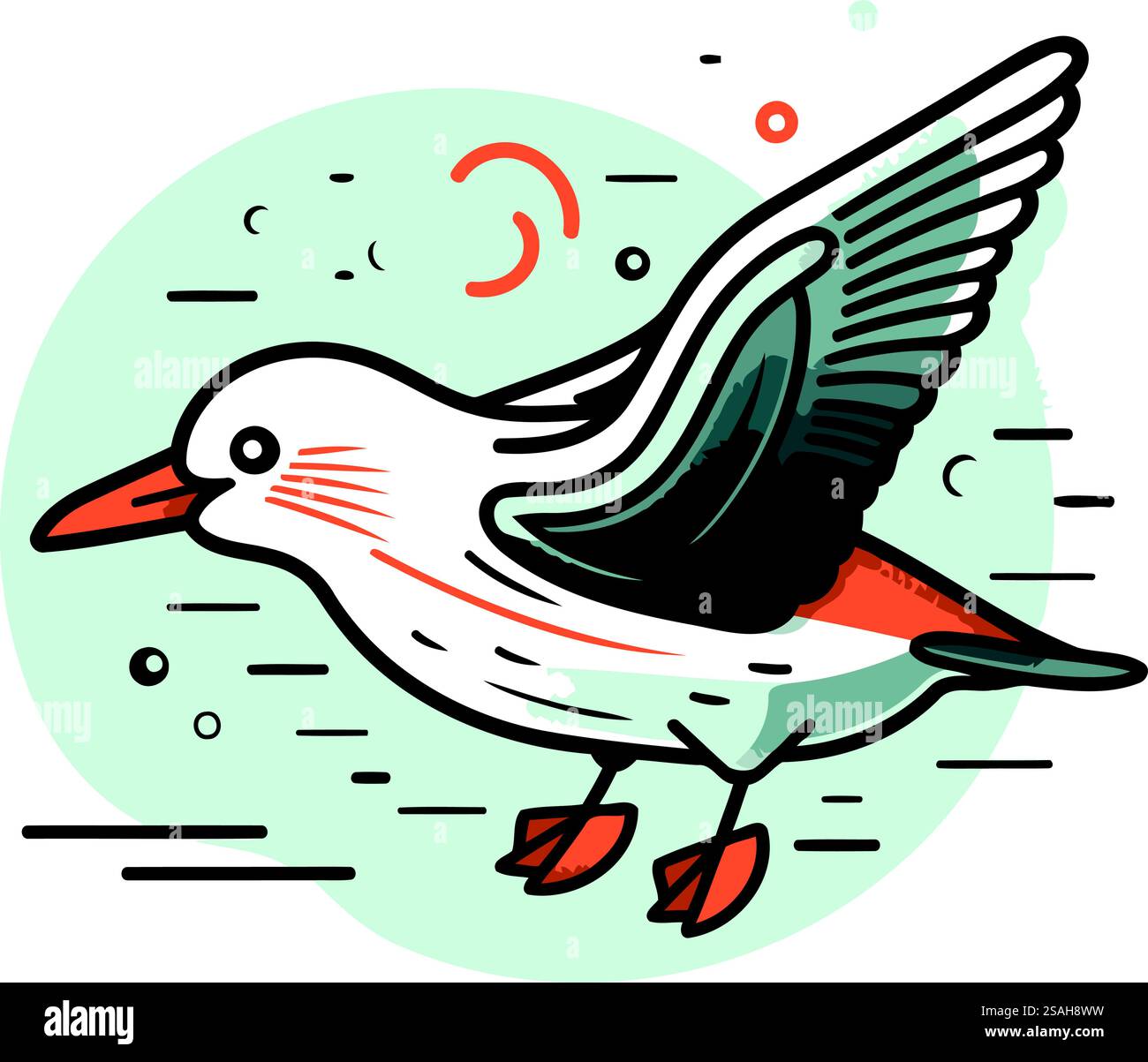 Flying seagull icon. Vector illustration in flat linear style Stock ...