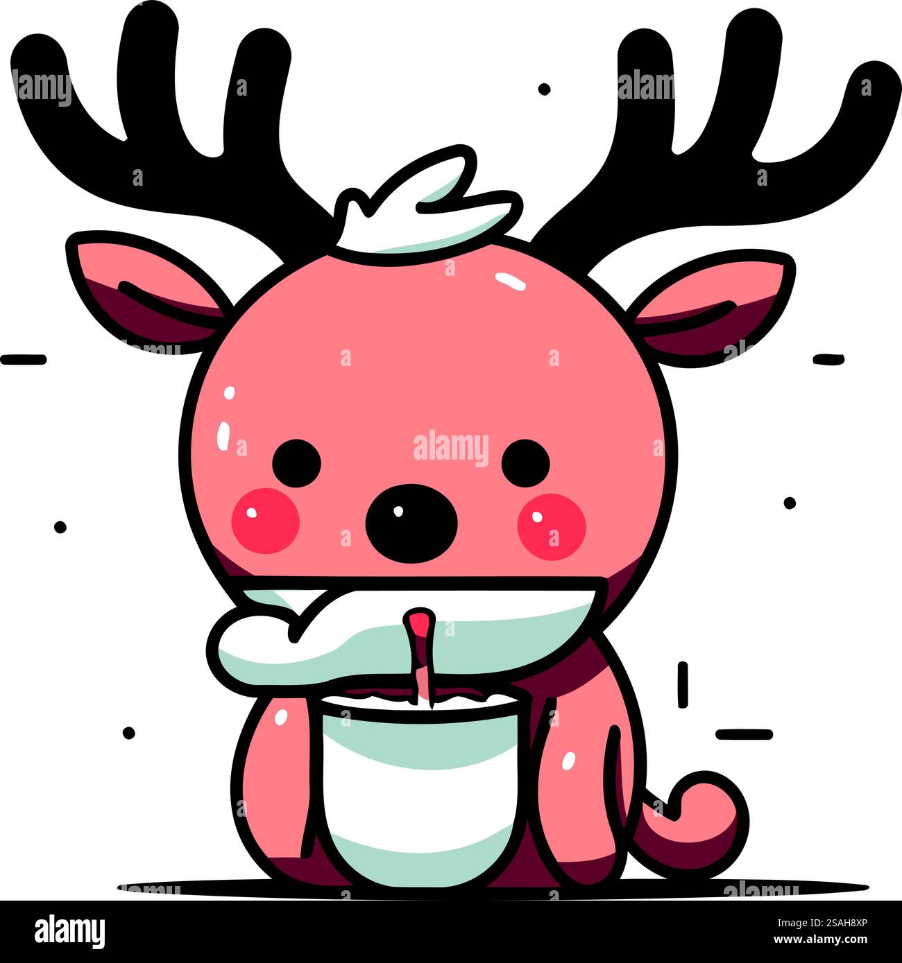 Cute reindeer with cup of coffee. Vector illustration Stock Vector ...