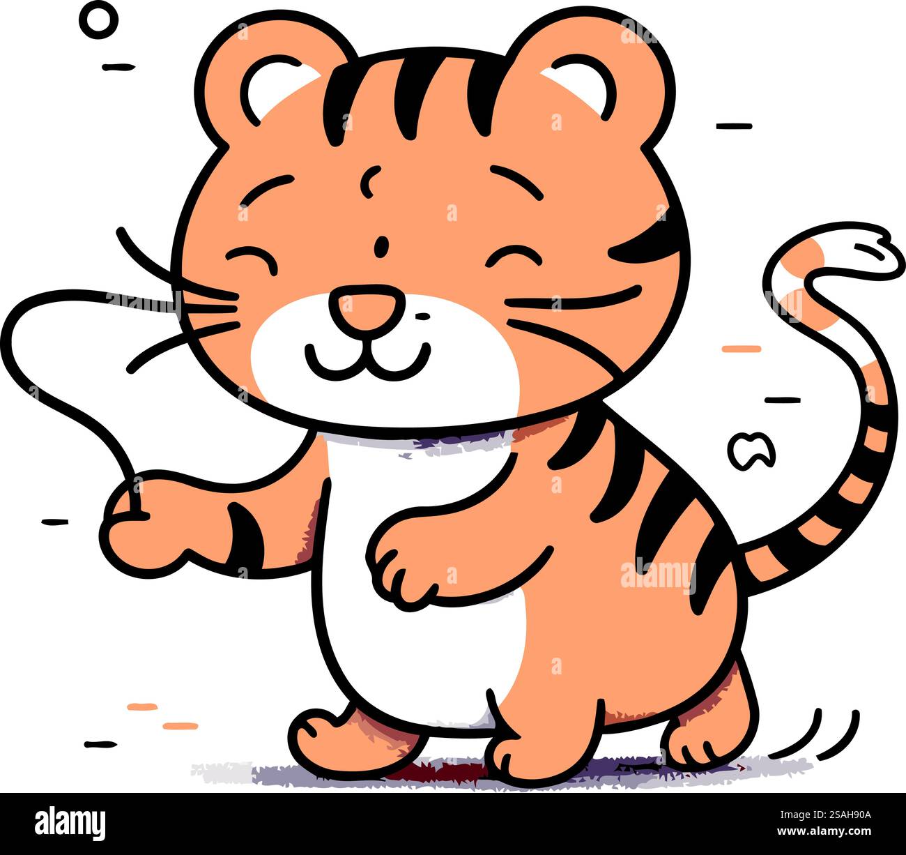 Cute little tiger. Vector illustration. Isolated on white background ...