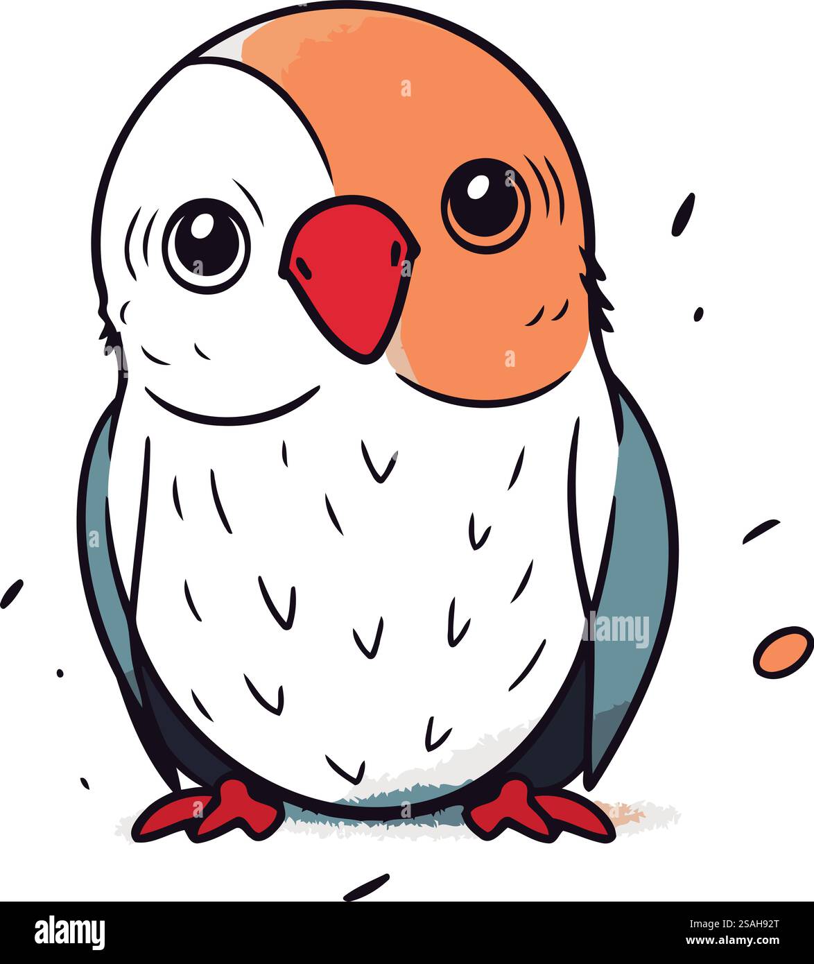 Cute cartoon parakeet. Vector illustration on white background Stock ...