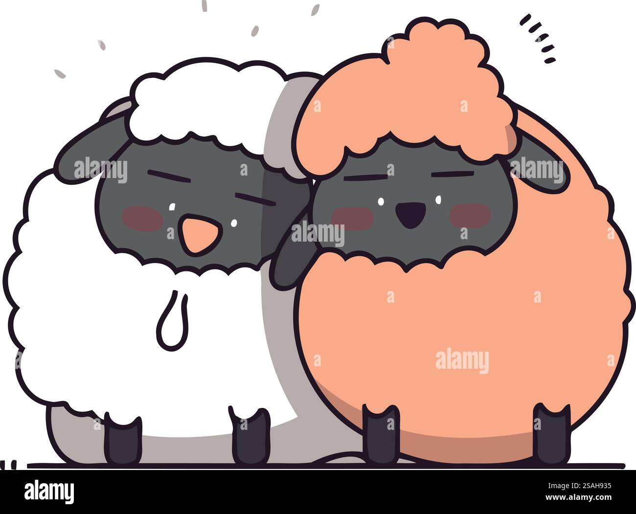 Sheep couple. Cute cartoon animal character. Vector illustration Stock ...