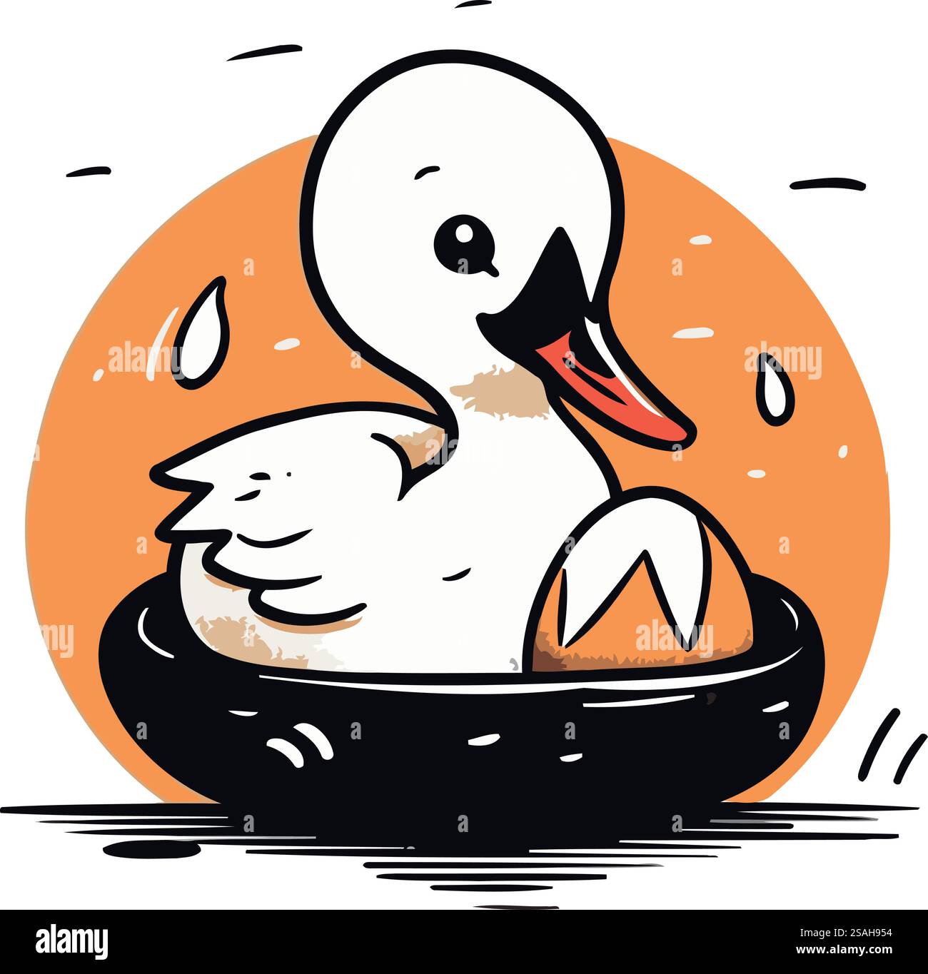 Vector illustration of a cute duck in a swimming pool. Cartoon style ...