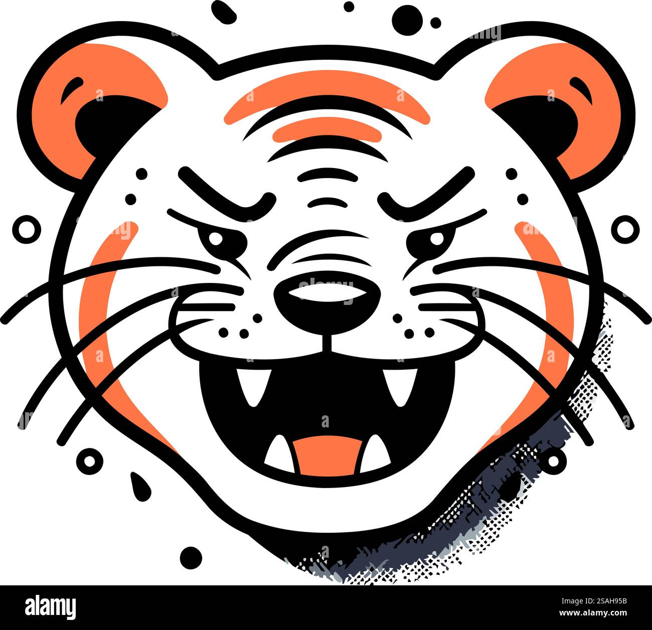 Vector illustration of cute tiger face. Hand drawn doodle style Stock ...