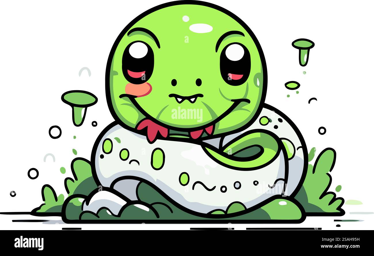 Cute snake cartoon character. Vector illustration isolated on white ...