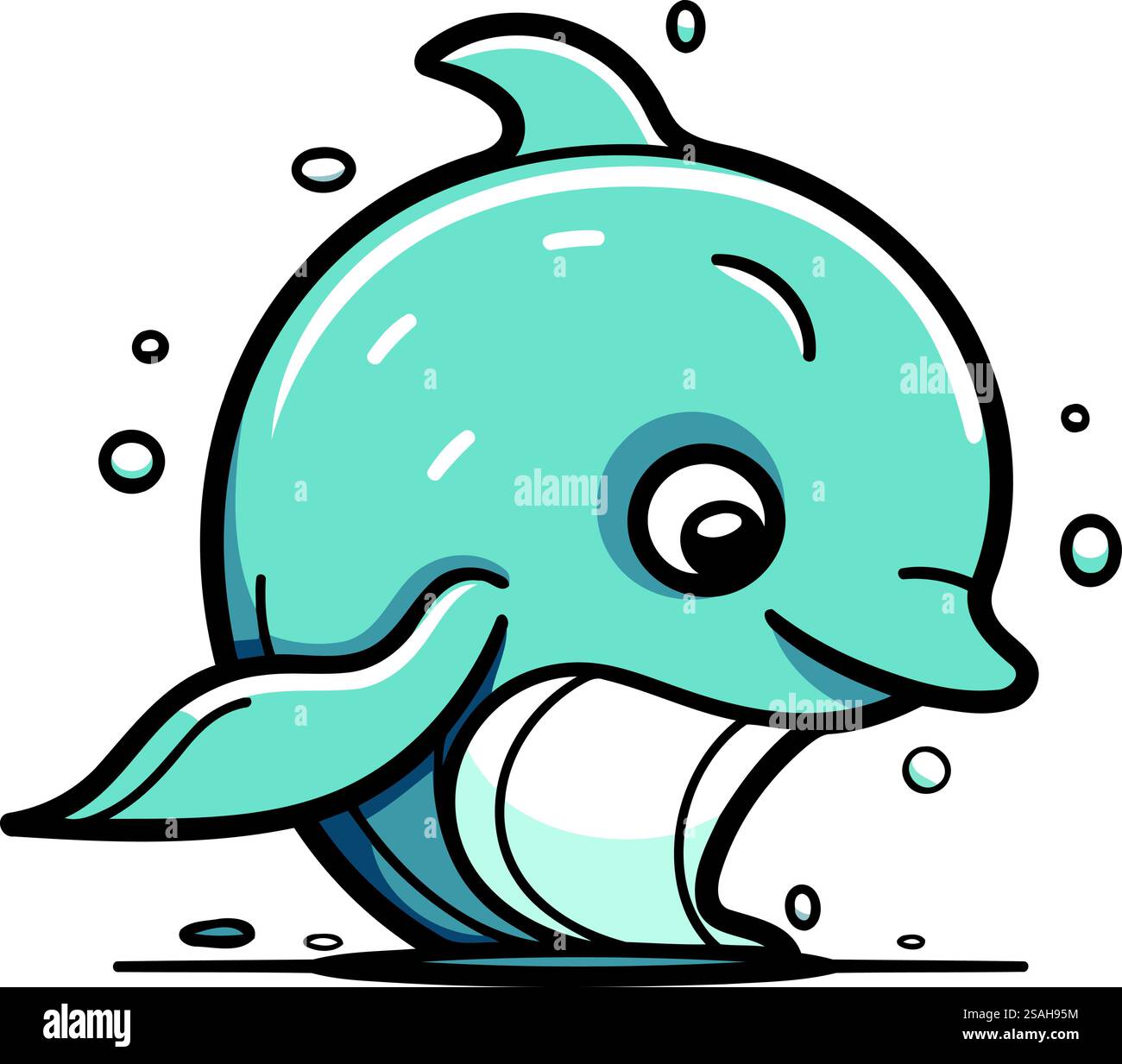 Cute dolphin underwater on blue Stock Vector Images - Alamy
