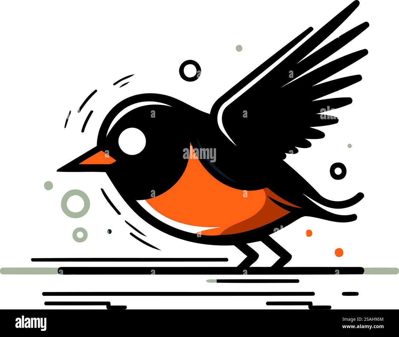 Vector illustration of a bird flying. Isolated on white background ...