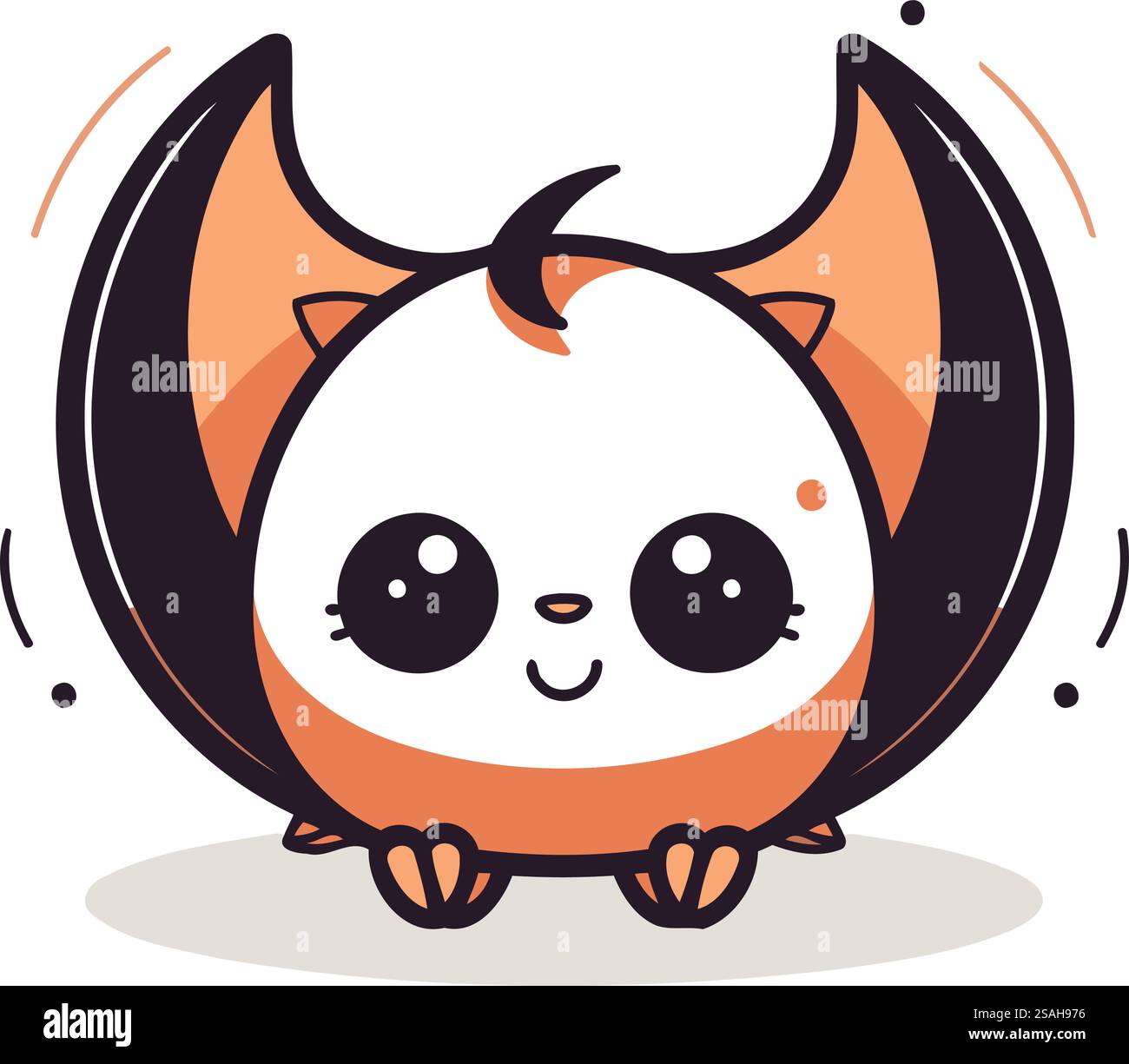 Cute cartoon kawaii little bat character. Vector illustration Stock ...