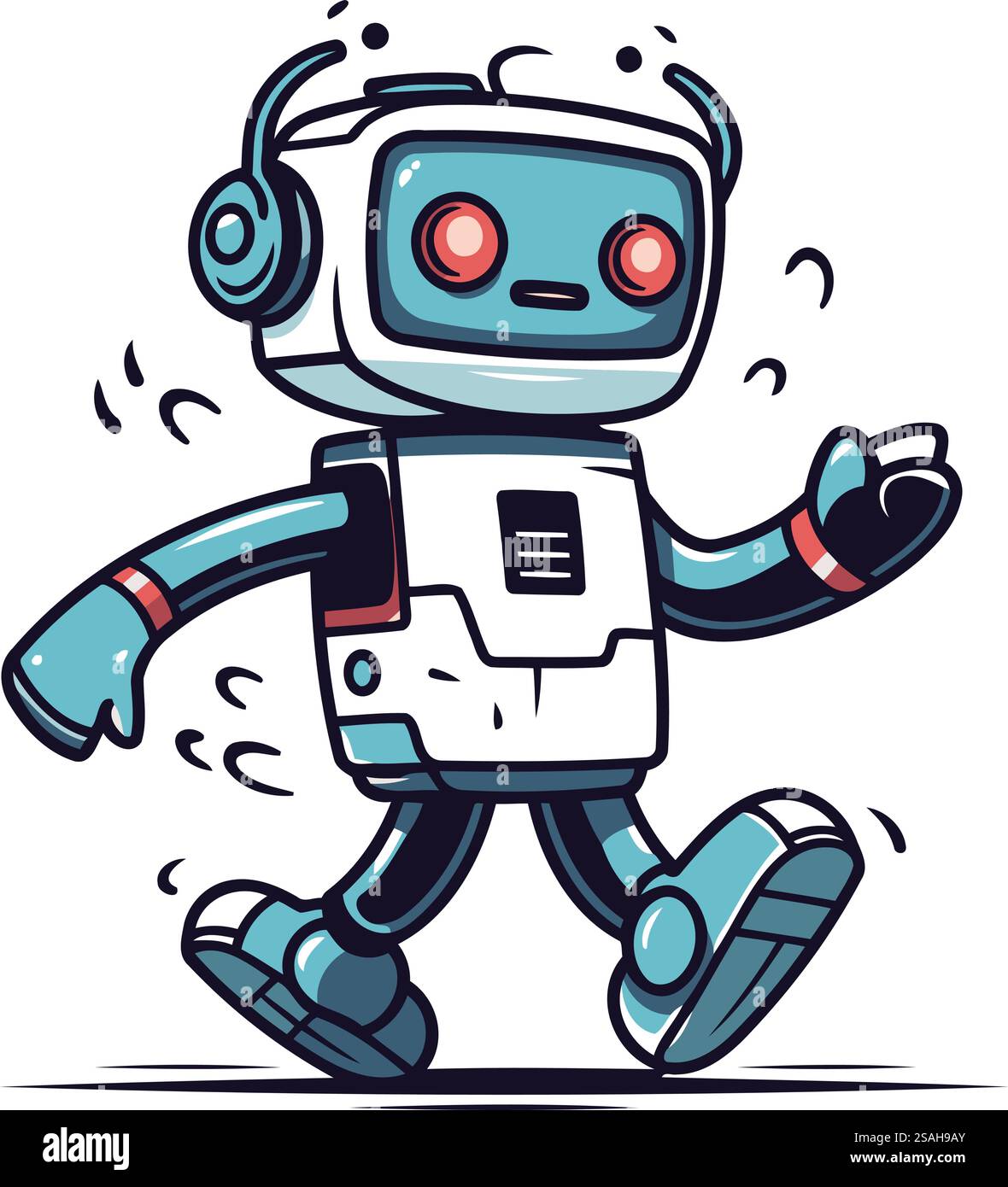 Cartoon robot character. Vector illustration of a funny robot character ...