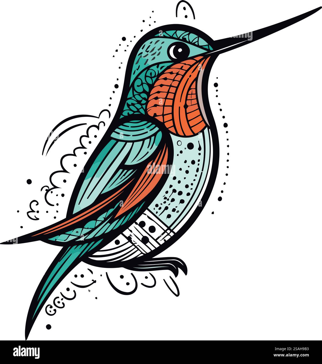 Hummingbird. hand drawn vector illustration. Tattoo design Stock Vector ...