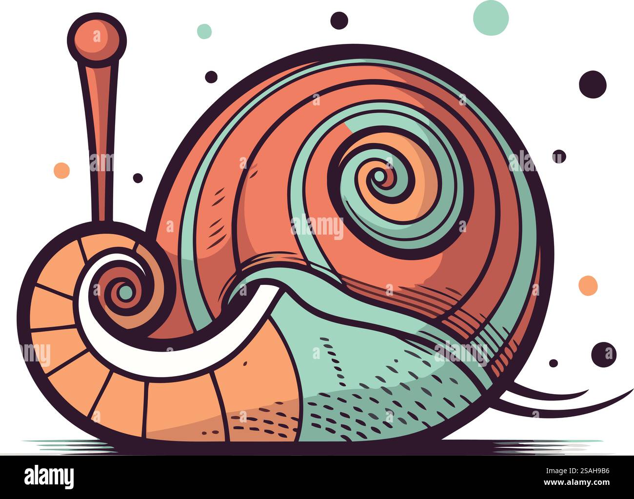 Hand drawn snail. Vector illustration. Isolated on white background ...