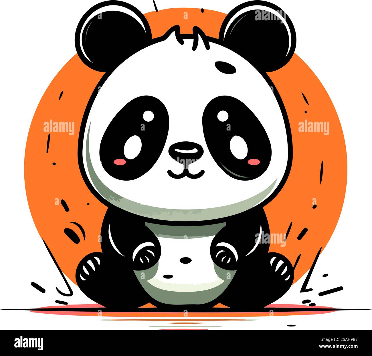Cute cartoon panda sitting on the floor. Vector illustration Stock ...