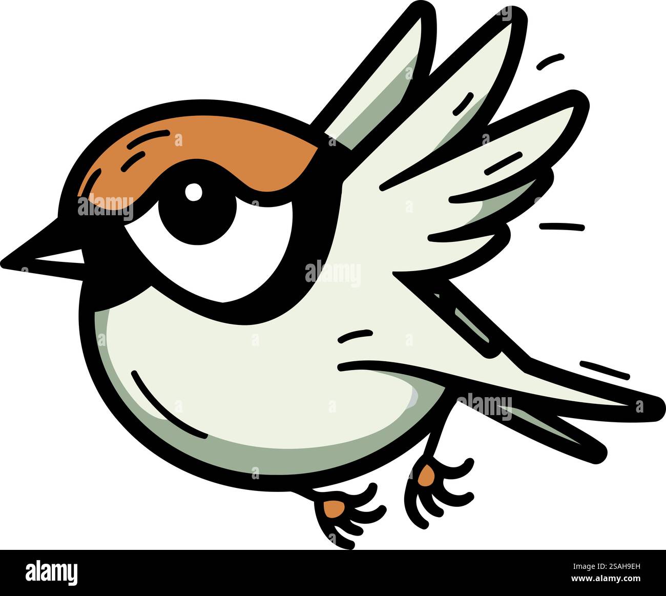 funny cartoon sparrow isolated on a white background. vector ...