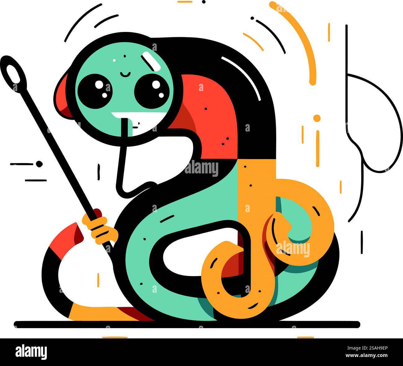 Vector illustration of snake in flat style. Cute snake character Stock ...