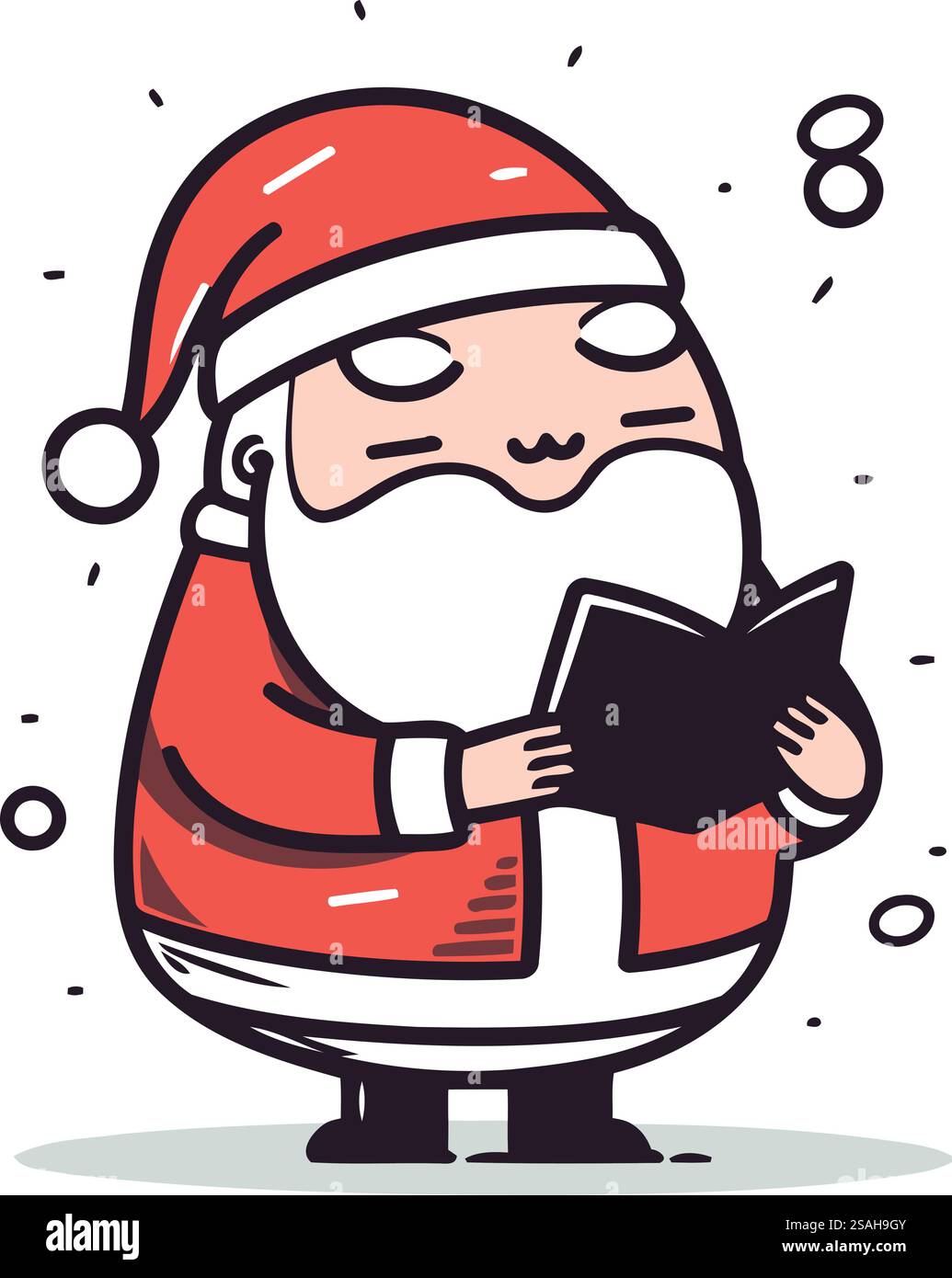 Santa Claus reading a book. Vector illustration in flat cartoon style ...