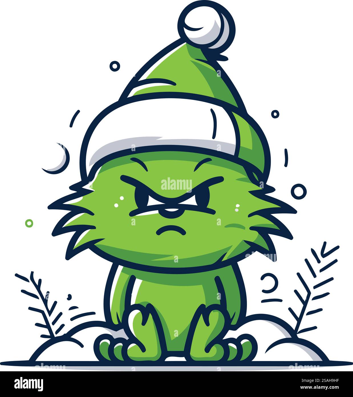 Cute cartoon monster in santa claus hat. Vector illustration Stock ...