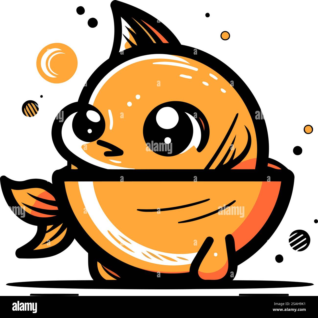 Cute cartoon fish. Vector illustration. Isolated on white background ...