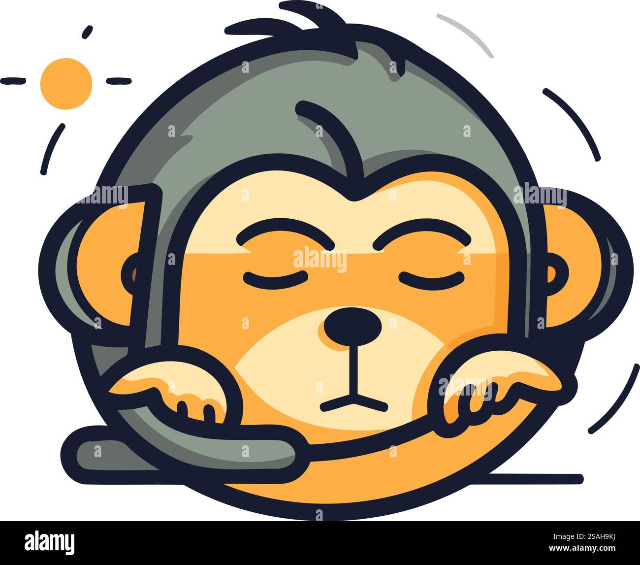 Cute monkey with closed eyes. Vector illustration in cartoon style ...