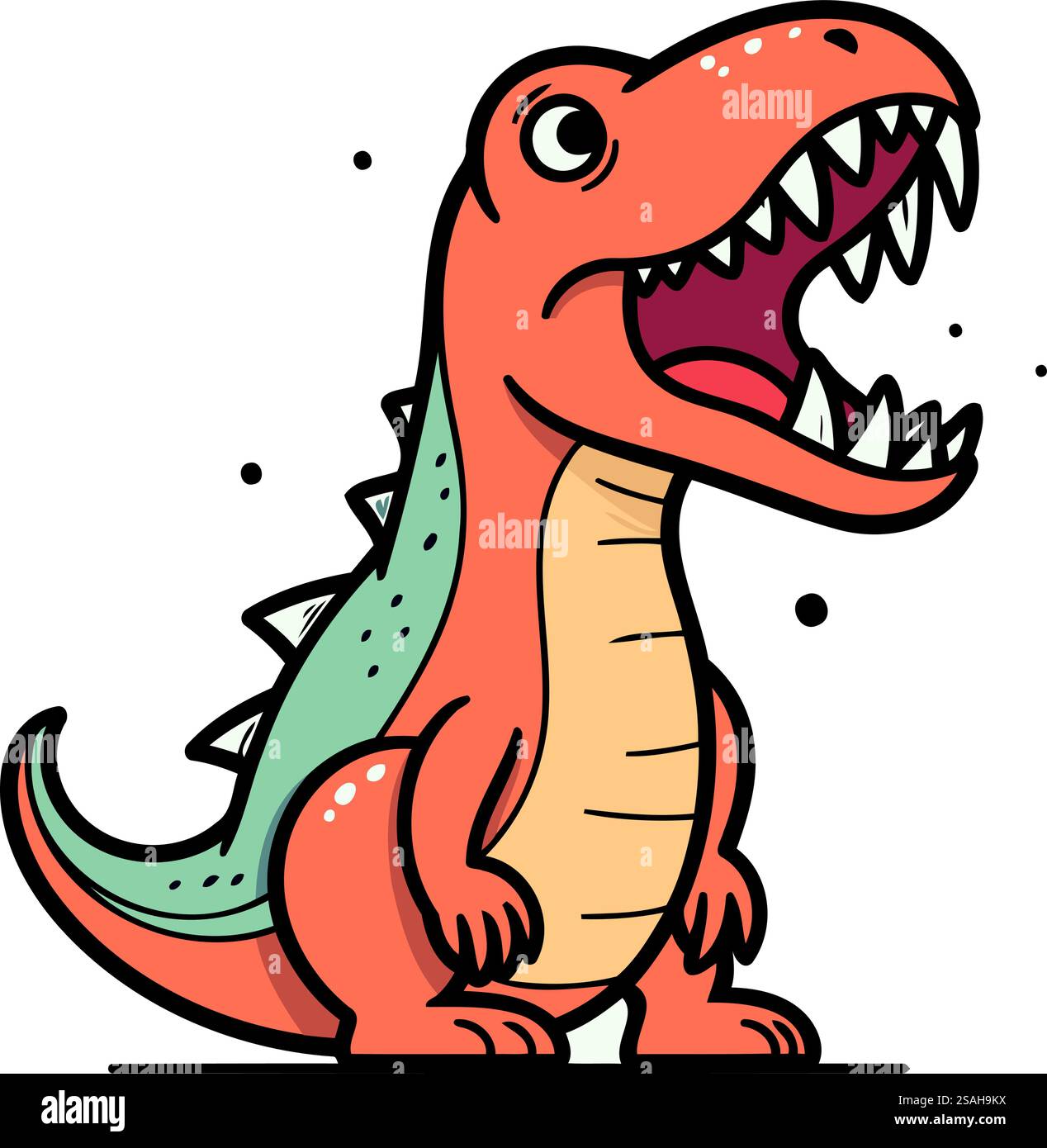 Funny cartoon dinosaur. Vector illustration of a cute tyrannosaurus Stock Vector Image & Art - Alamy
