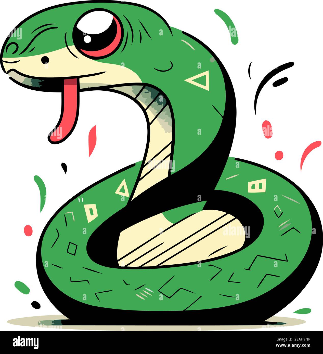Cute cartoon snake. Vector illustration. Isolated on white background ...