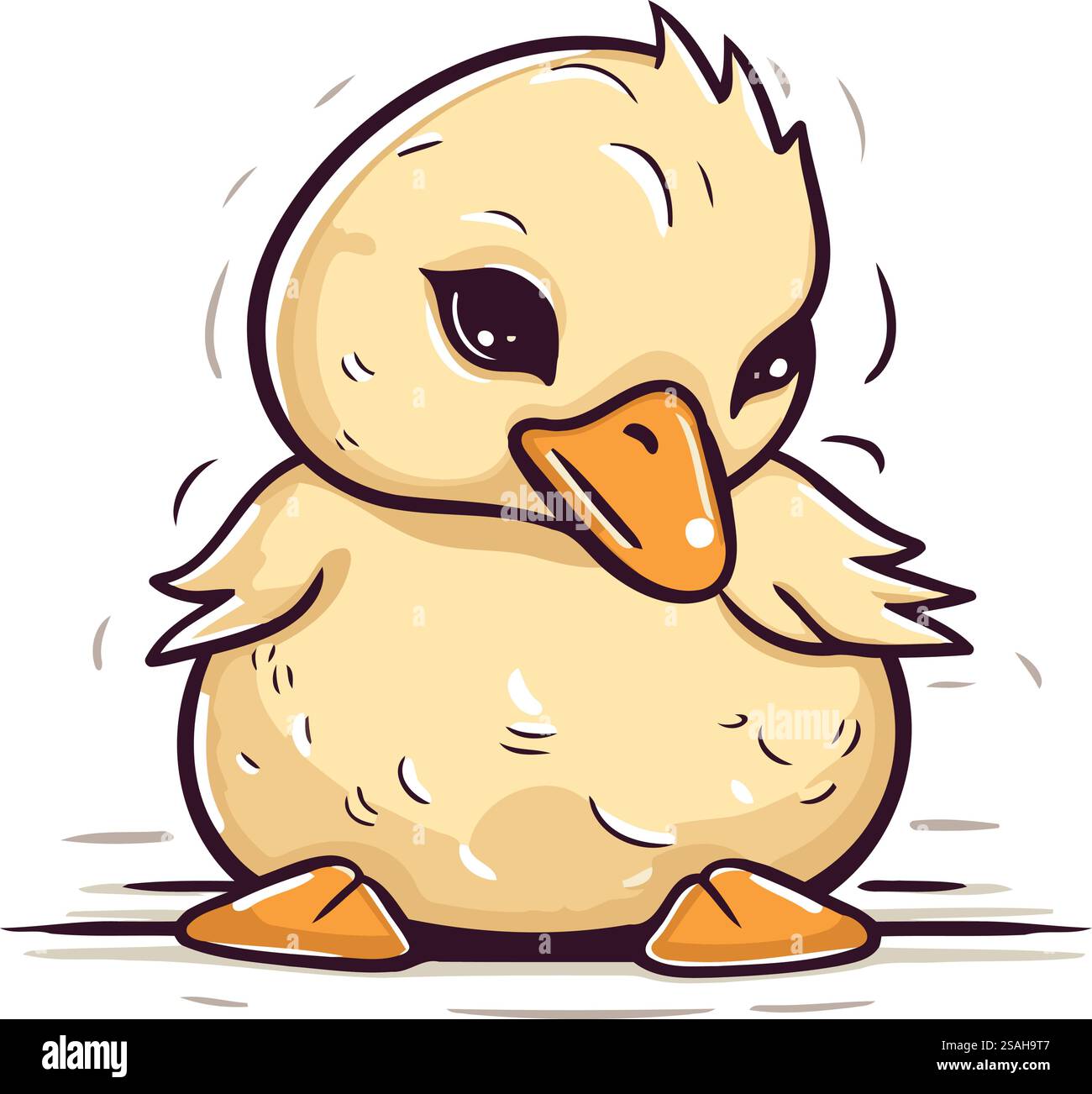 Cute cartoon duckling isolated on white background. Vector illustration ...