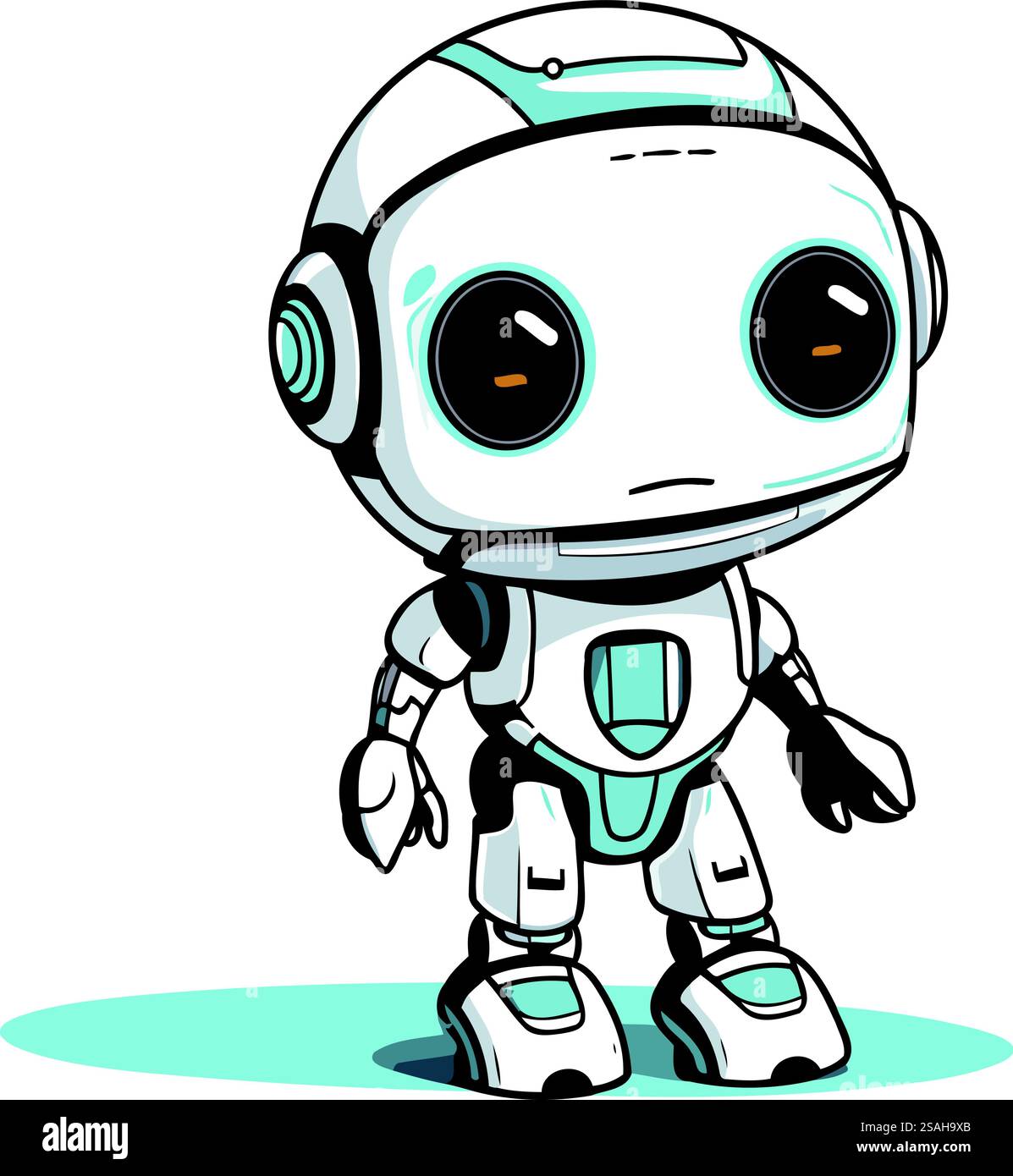 Cute little robot cartoon. Vector illustration of a cute little robot ...