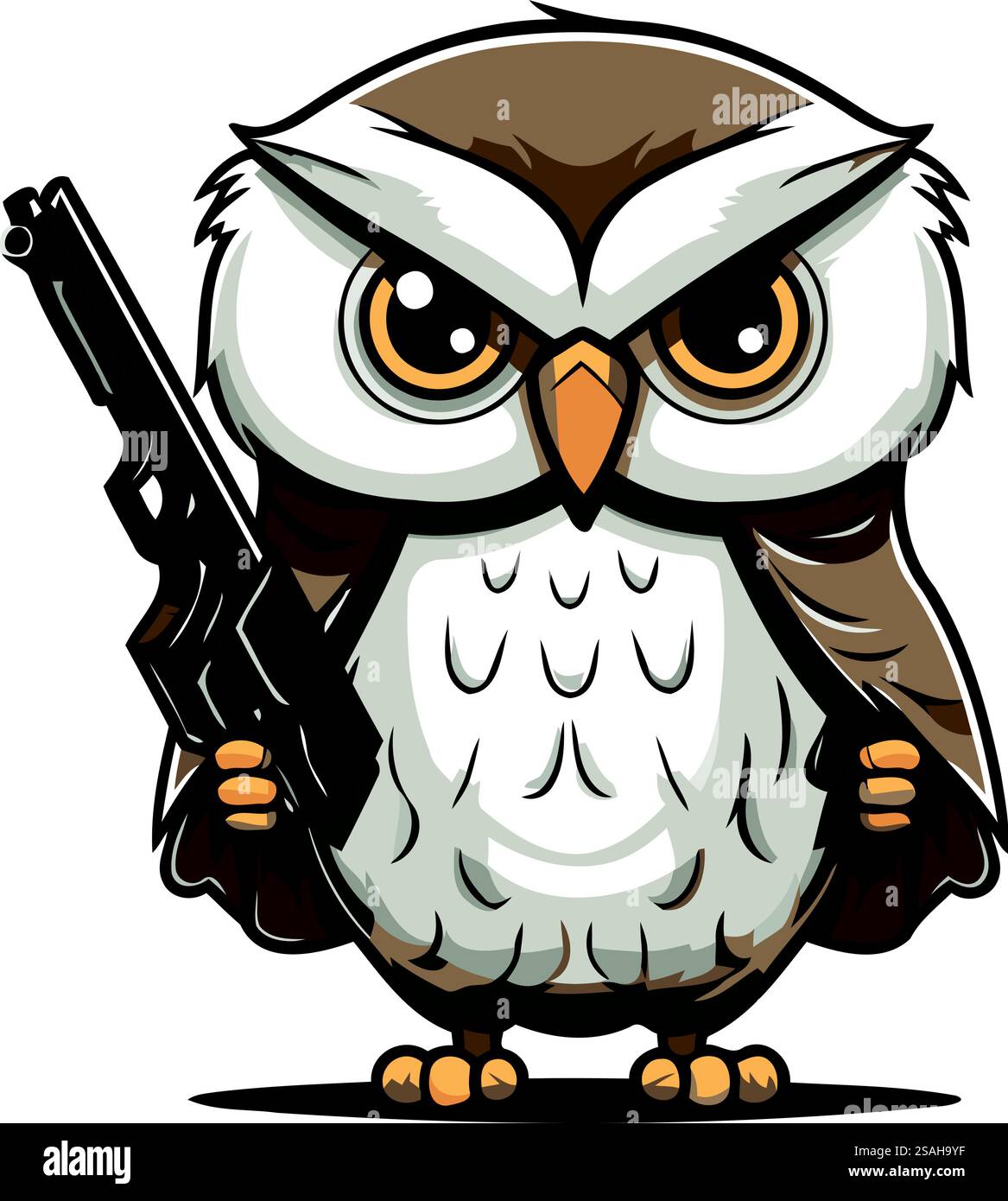 Owl with a gun on a white background. Vector illustration Stock Vector ...