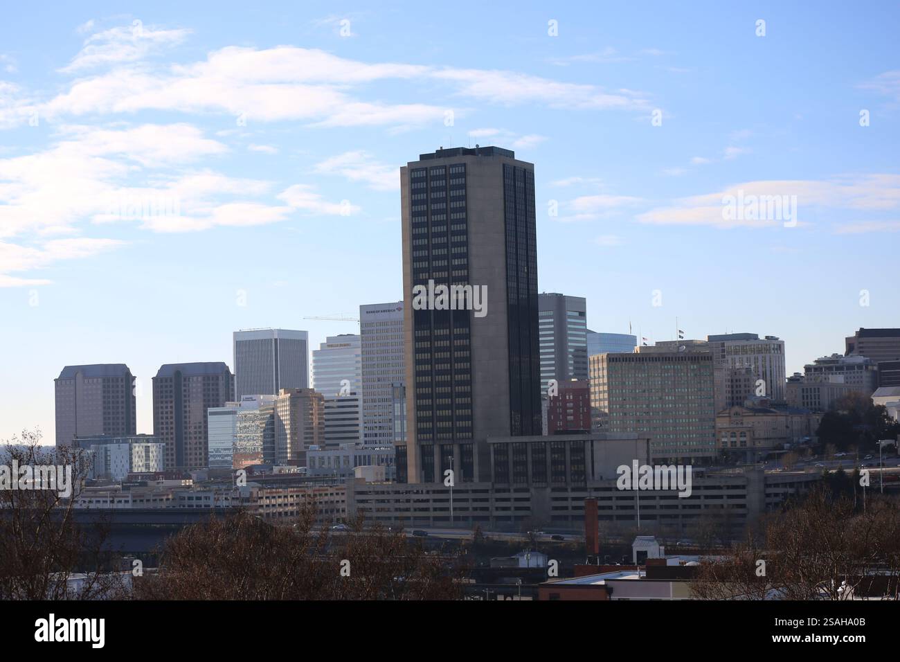 City of Richmond, Virginia skyline from the east end view. The James ...
