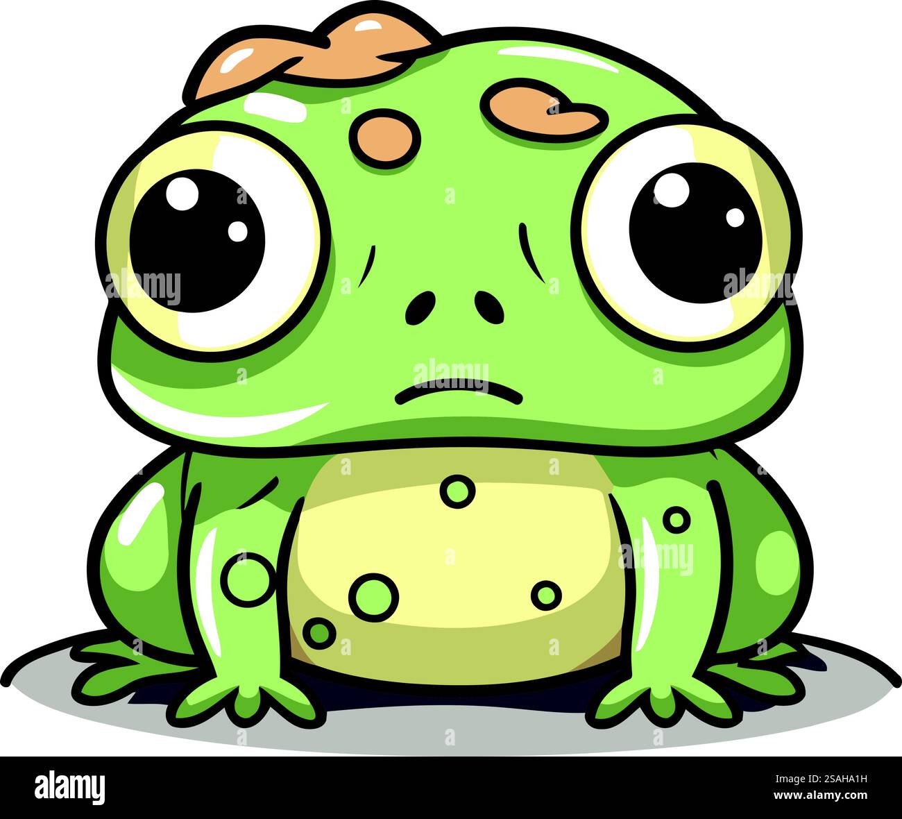 Cute little frog character cartoon vector illustration. Funny frog face ...
