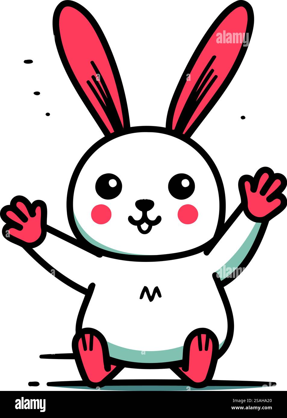 Cute bunny with open arms. Vector illustration in cartoon style Stock ...