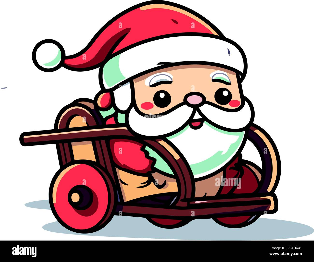 Santa Claus driving a cart. Cartoon vector illustration isolated on ...
