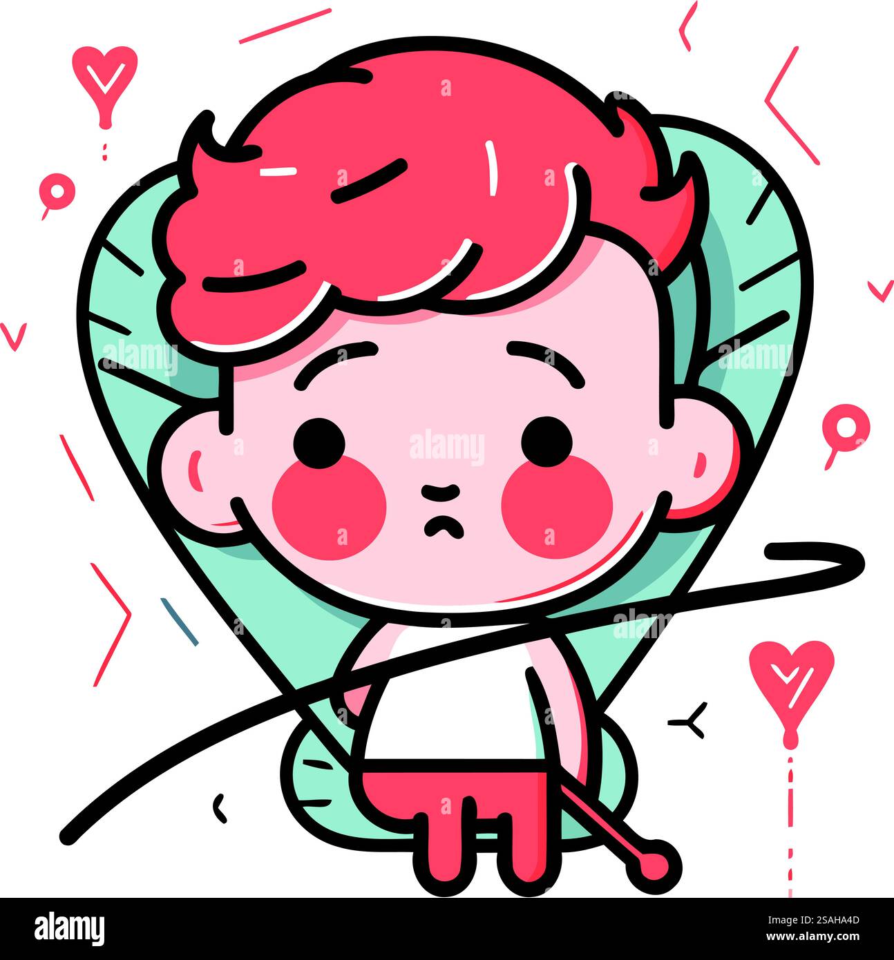 Cupid with bow and arrow. Vector illustration in flat style Stock ...