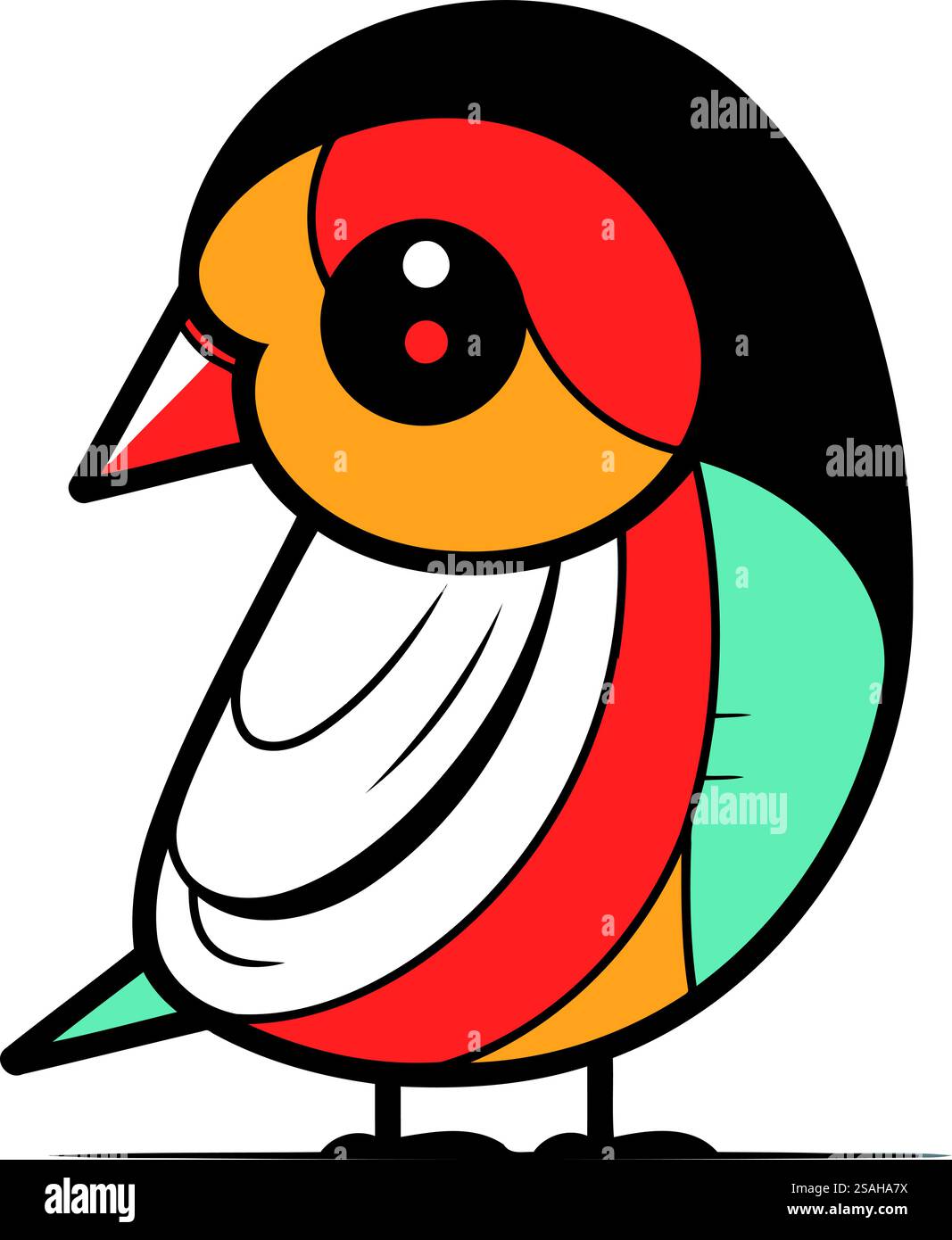 Vector illustration of cute cartoon red crowned cardinal bird Stock ...