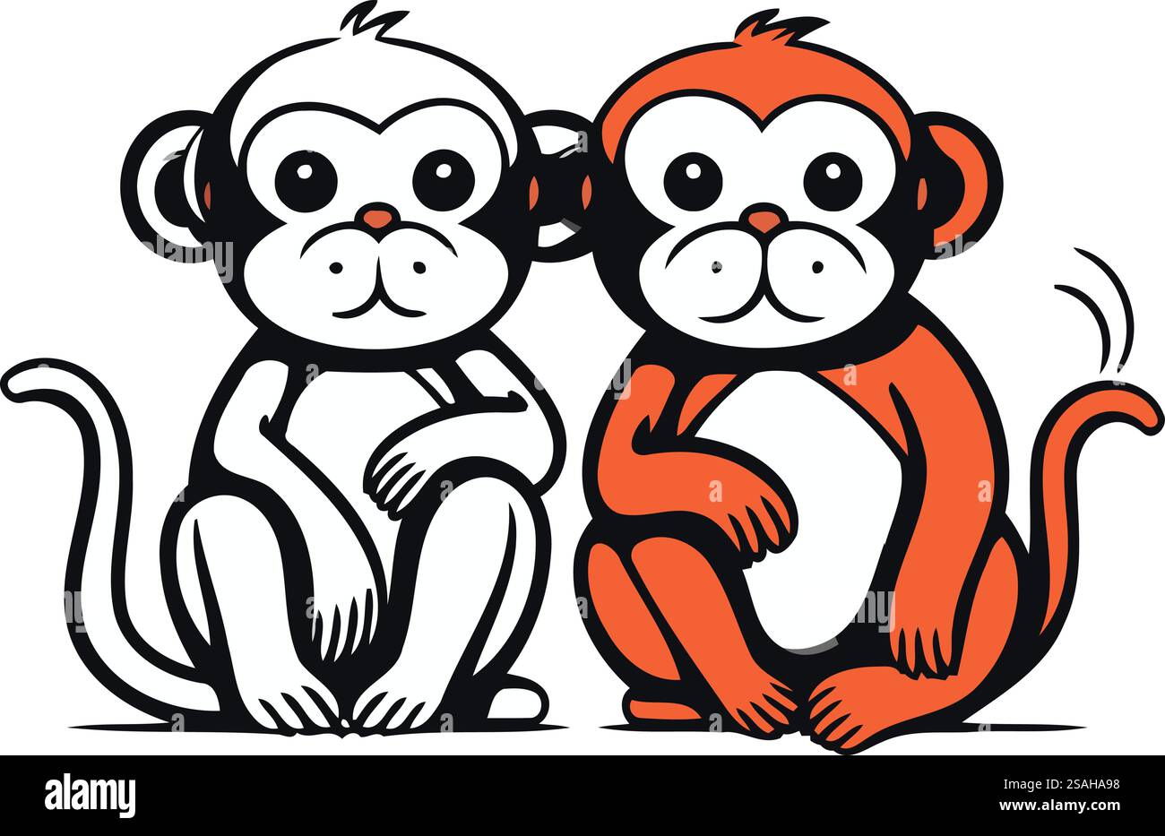 Monkey family cartoon vector illustration on white background. Vector ...