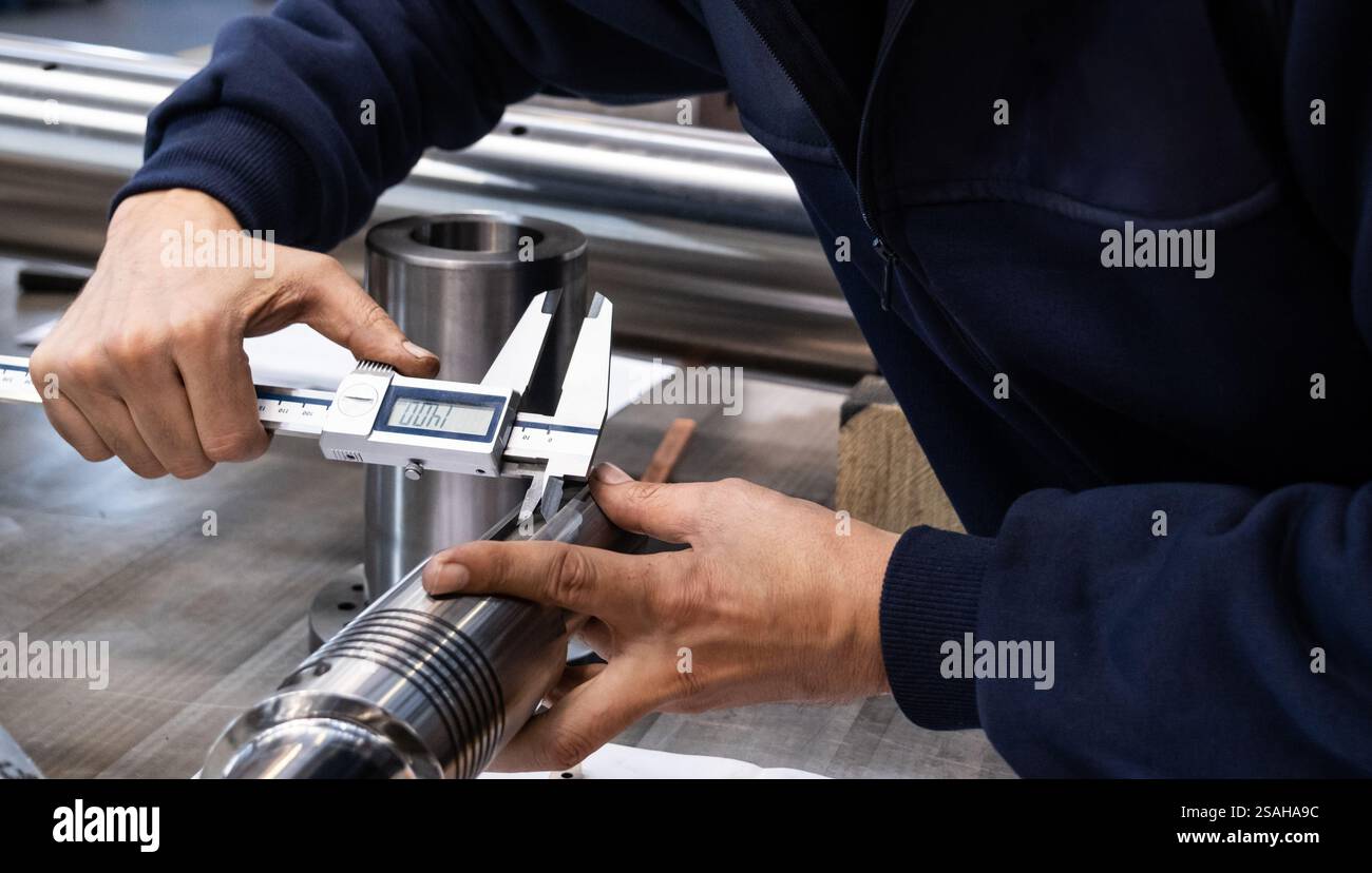 Professional quality control inspector conduct safety inspection on ...