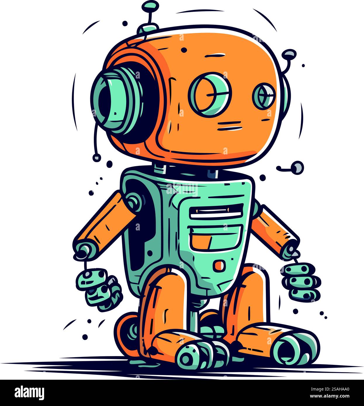 Cute cartoon robot. Vector illustration. Isolated on white background ...