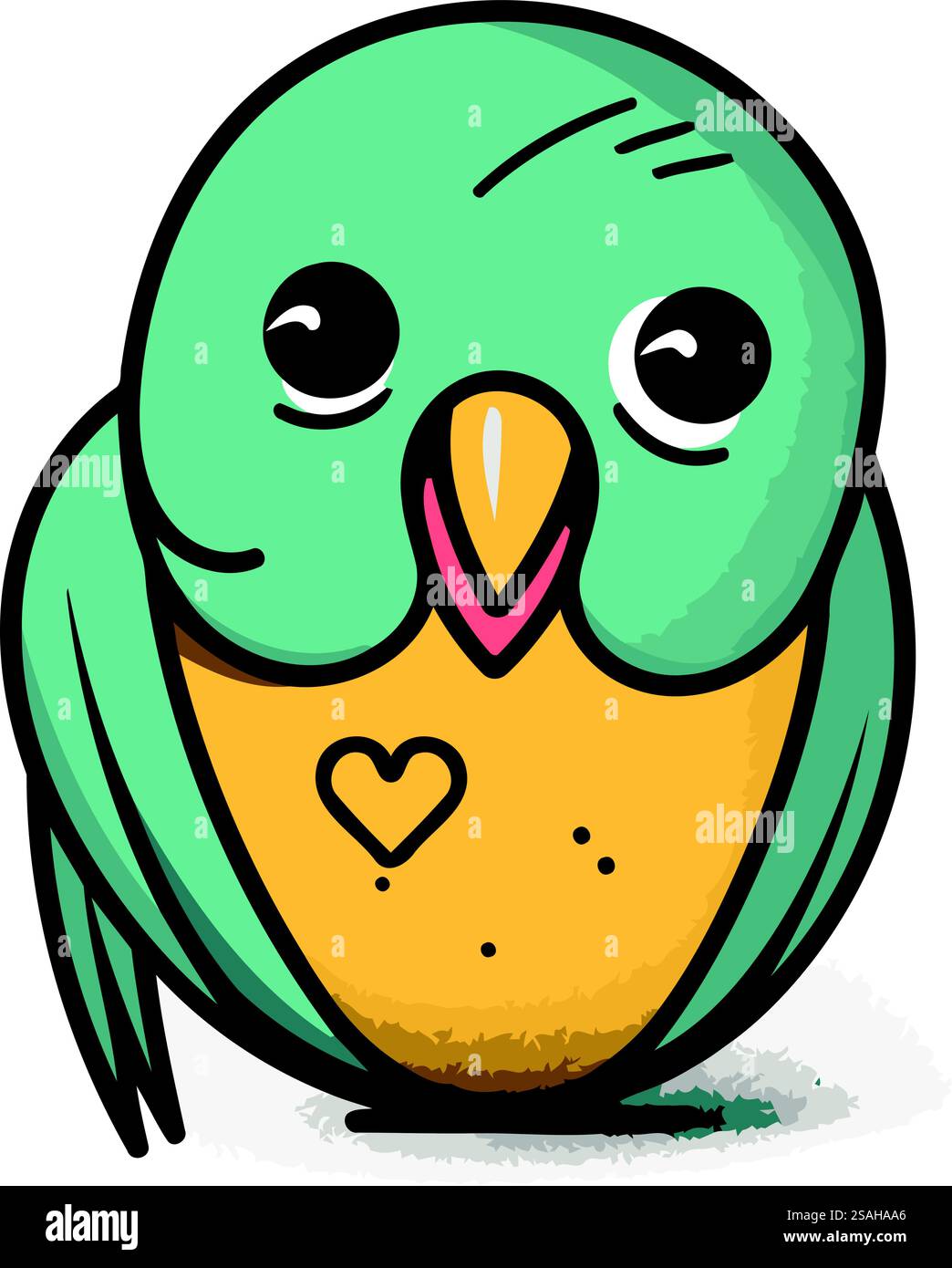 Cute cartoon parrot with heart in its beak. Vector illustration Stock ...