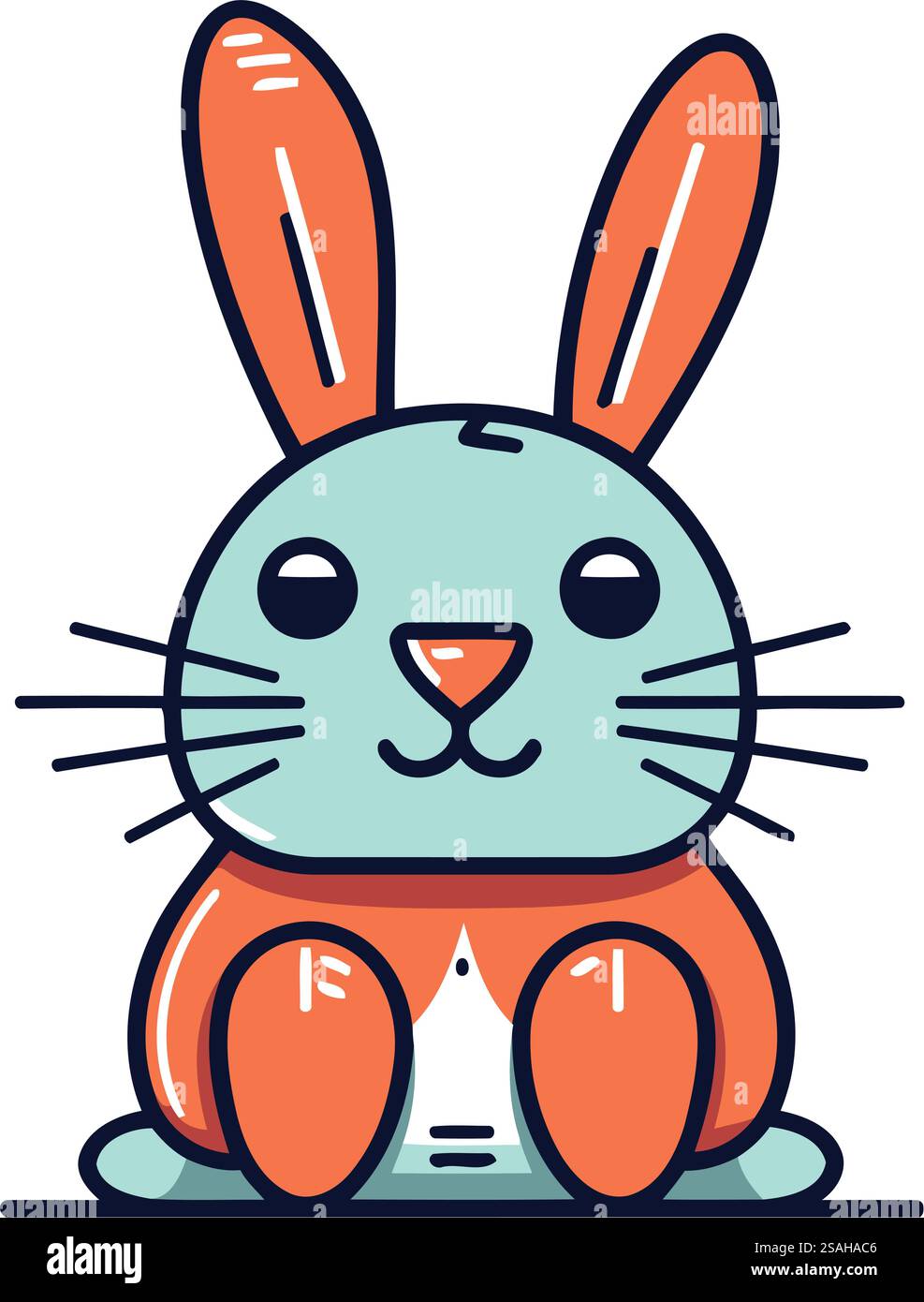 Cute cartoon rabbit character. Vector illustration in line art style ...