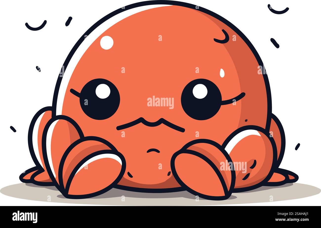 Crab character design. Cute and funny crab vector illustration Stock ...